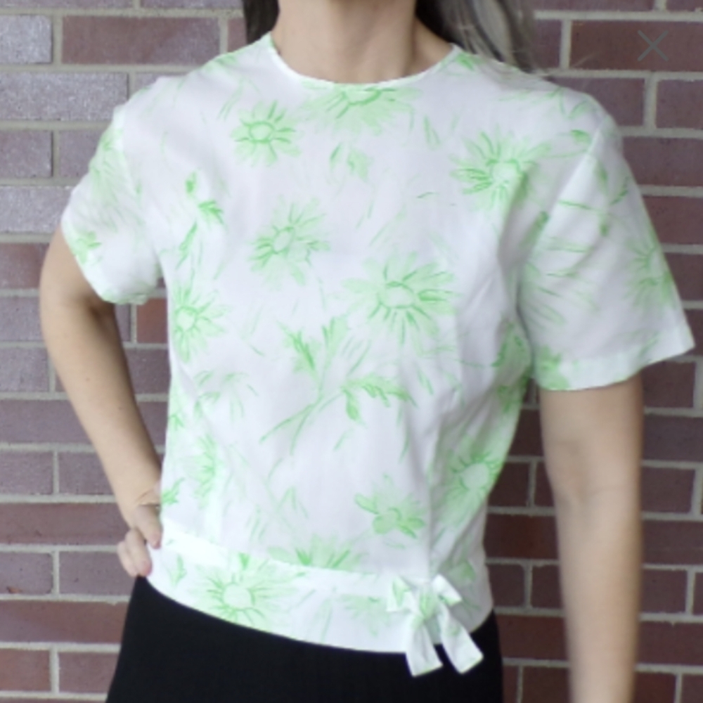 1960's Terry Chicago Floral Button Back Blouse M L - Gem